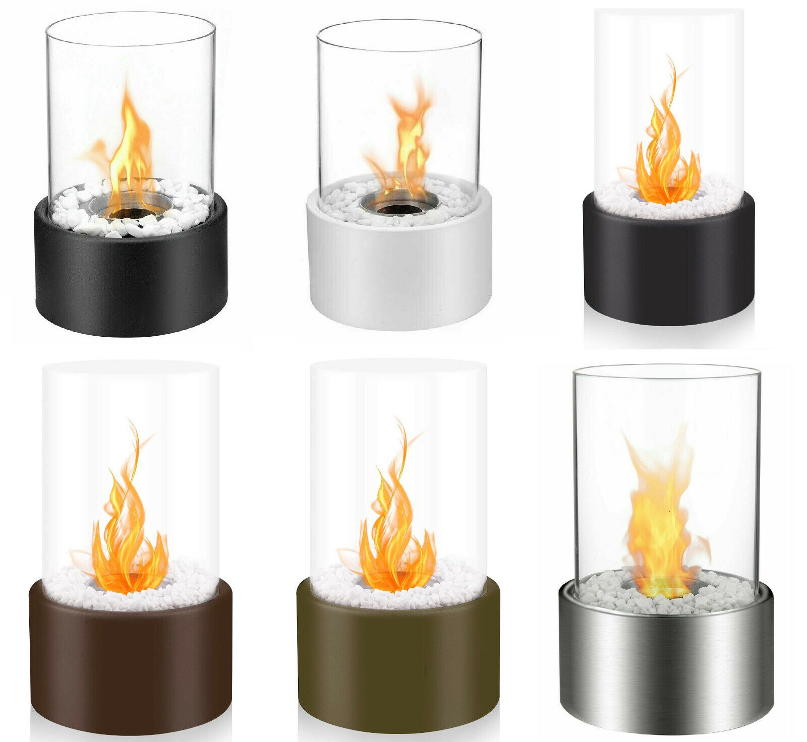 Bio Ethanol Fireplace Indoor Outdoor Camping Glass Top Burner Fire Katy ...