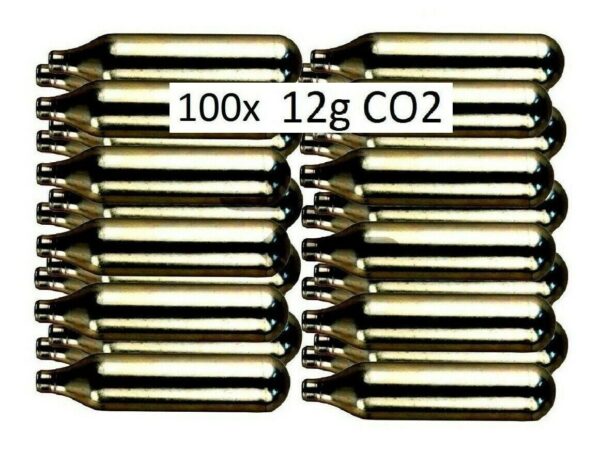 100 x 12g Co2 Gas Capsule Cartridge Air Rifle Pistol Gun Airgun 12 Gram ...