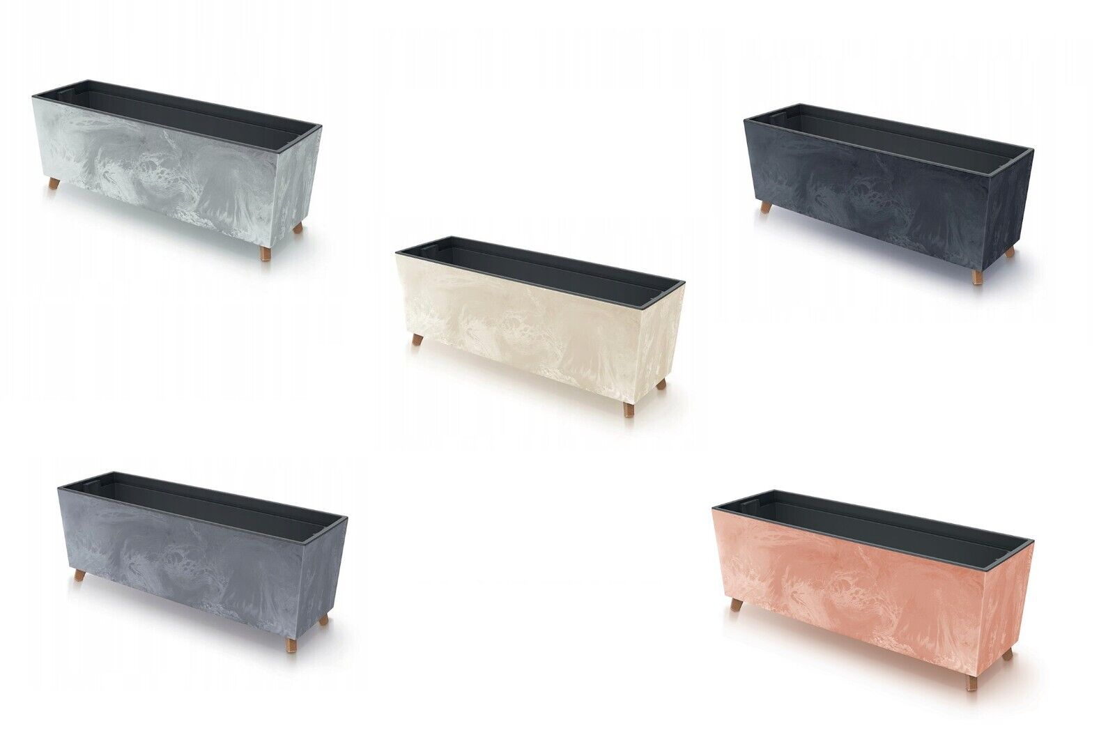 Low Rectangle Concrete Planter Floor Standing Indoor Outdoor Patio ...