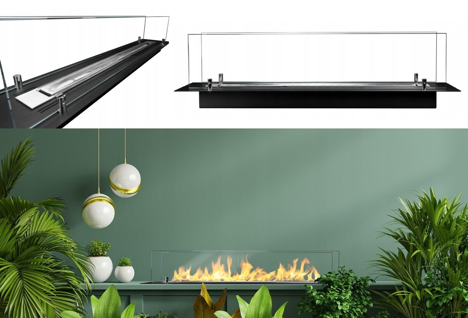 Bio ethanol Fireplace Burner Furniture Insert Container 1000mm ...