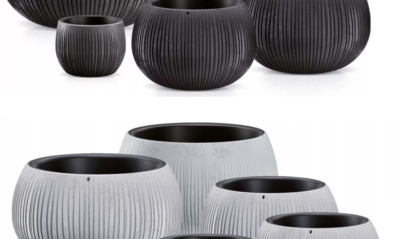 Beton effect Bowl Plastic Flower Plant Garden Indoor Outdoor Planter ...