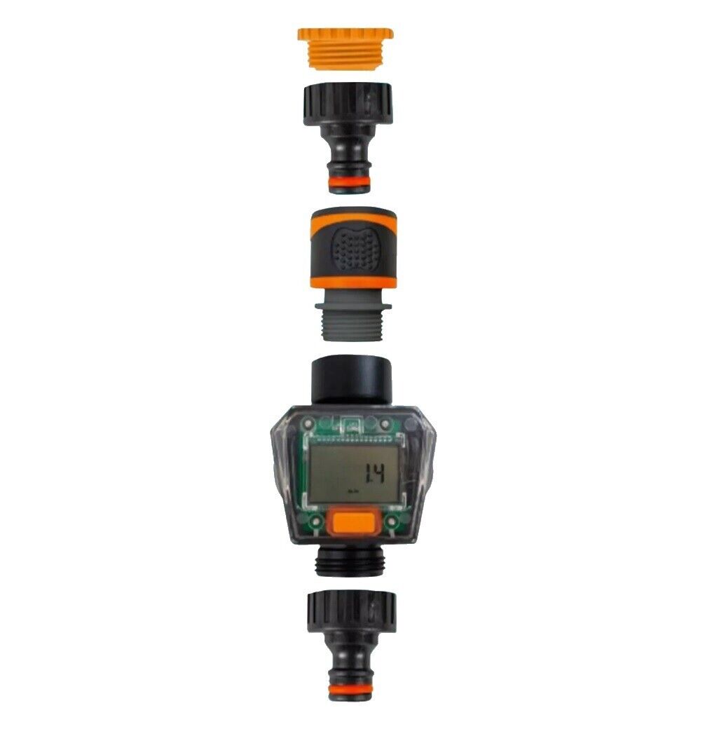 Water Flow Meter Garden Watering Measure Tap Connector Quick Connect 3/ ...