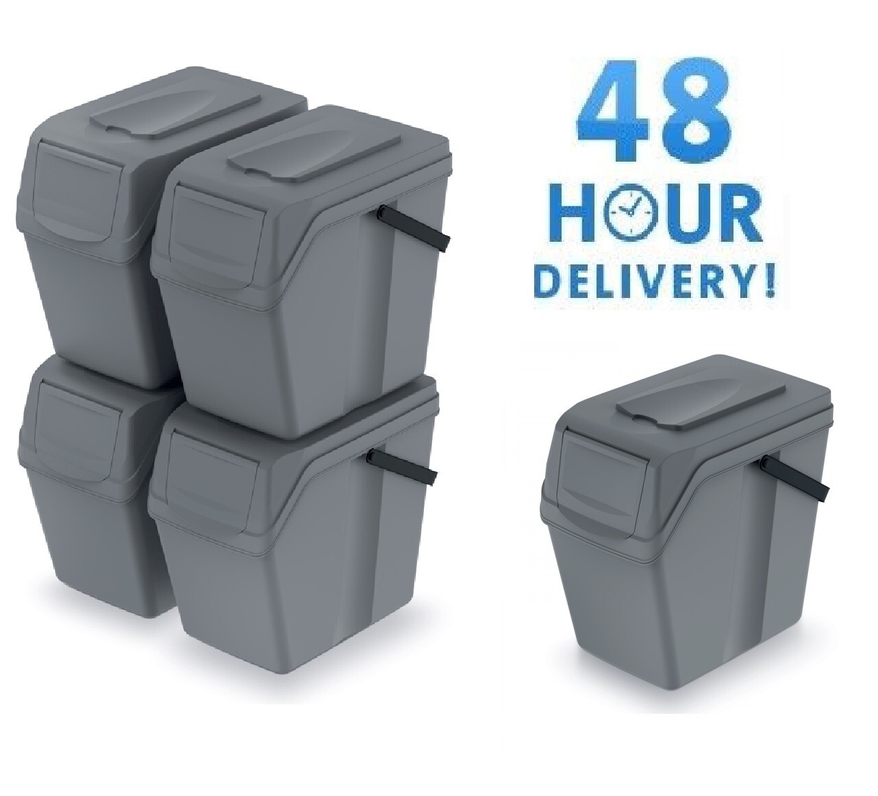 Recycling Bin Stackable Lidded with Handle 25L - Jumping Bugzy