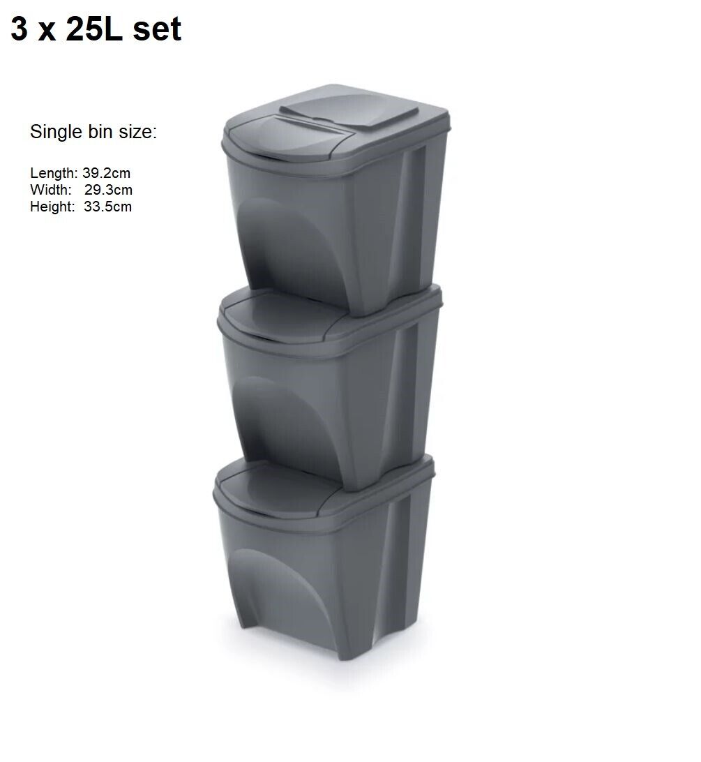 Sorting Recycling Segregation Bins Waste Stackable Lidded Sticker ...